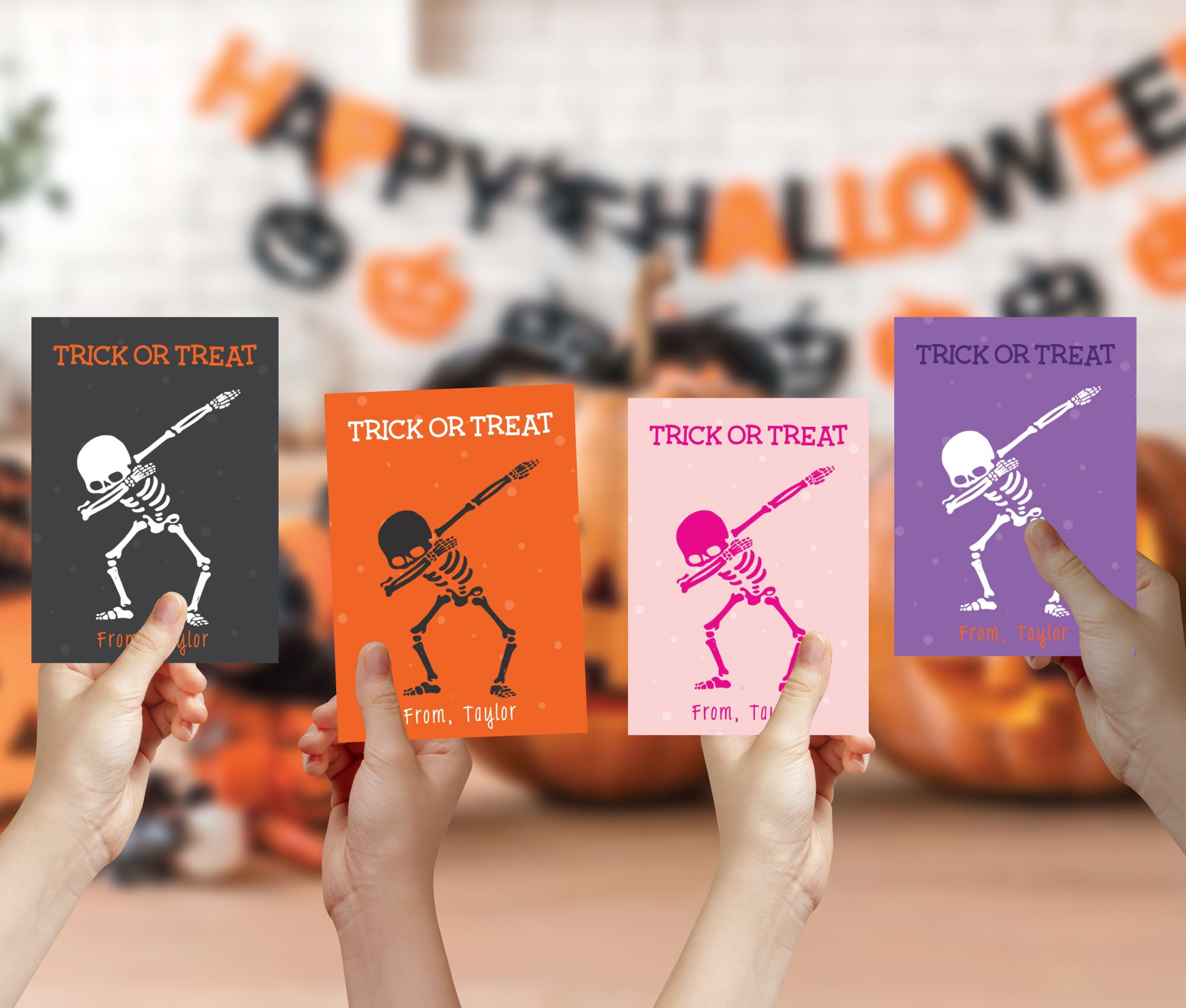 Editable Halloween Treat Tags, Dabbing Skeleton Tags, Cute Halloween ...