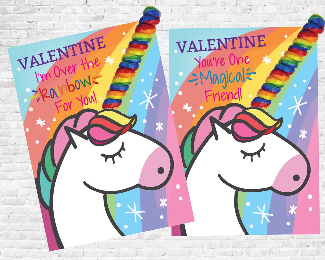 PRINTABLE Unicorn Valentine for Kids Unicorn Horn Valentines Twisty ...
