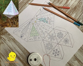 3D Christmas Ornaments 2 4 in a Set Printable (Instant Download) - Etsy