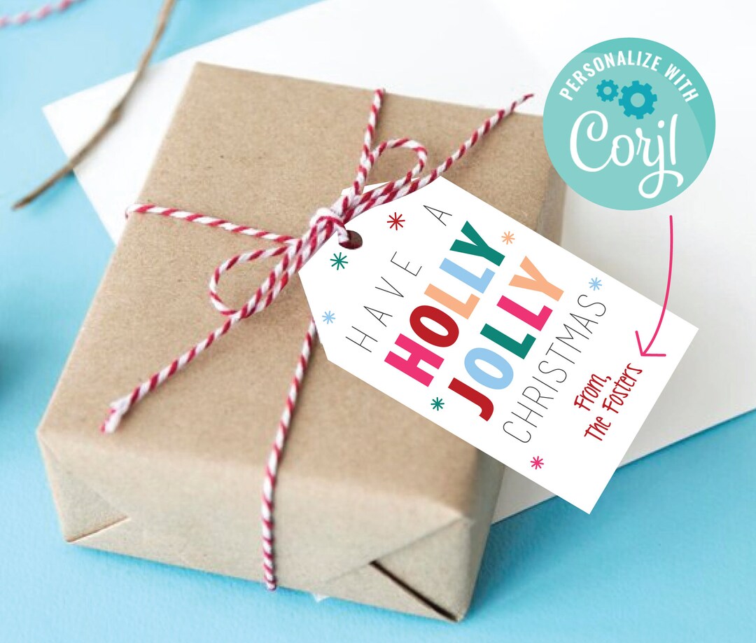 Printable Holly Jolly Christmas Gift Tag, Editable Template (instant ...