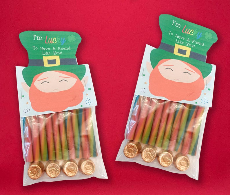 St. Patrick's Day Leprechaun Treat Bag Toppers: Kids Cards (digital PDF ...