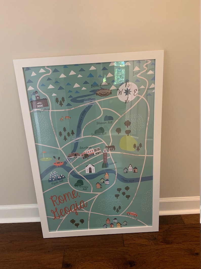 Illustrated Map of Rome Georgia Children's GA Map 8x10 - Etsy