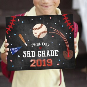 Baseball FIRST DAY of School Sign, 1st Grade Sign, 2023 Sports Pre-k ...