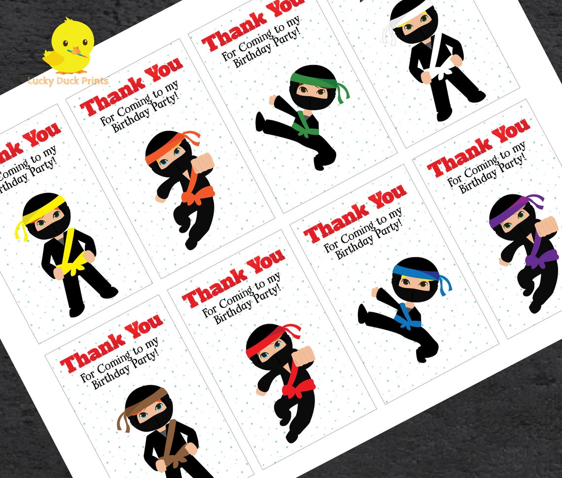 Ninja Tags Martial Arts Thank You Tags Black Belt Tags - Etsy