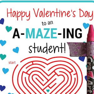 PRINTABLE Valentines for Teachers to Give to Students | Boy Girl Maze ...
