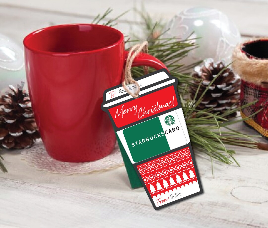 Teacher Christmas Gift Tags | Merry Christmas Coffee Giftcard Holder ...