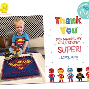 EDITABLE Photo Superhero Thank You Note | Super Hero Thank You Card ...