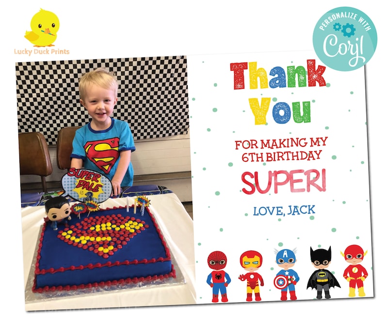 EDITABLE Photo Superhero Thank You Note Super Hero Thank You - Etsy