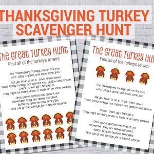 Thanksgiving Turkey Scavenger Hunt Game: Printable Treasure Hunt ...