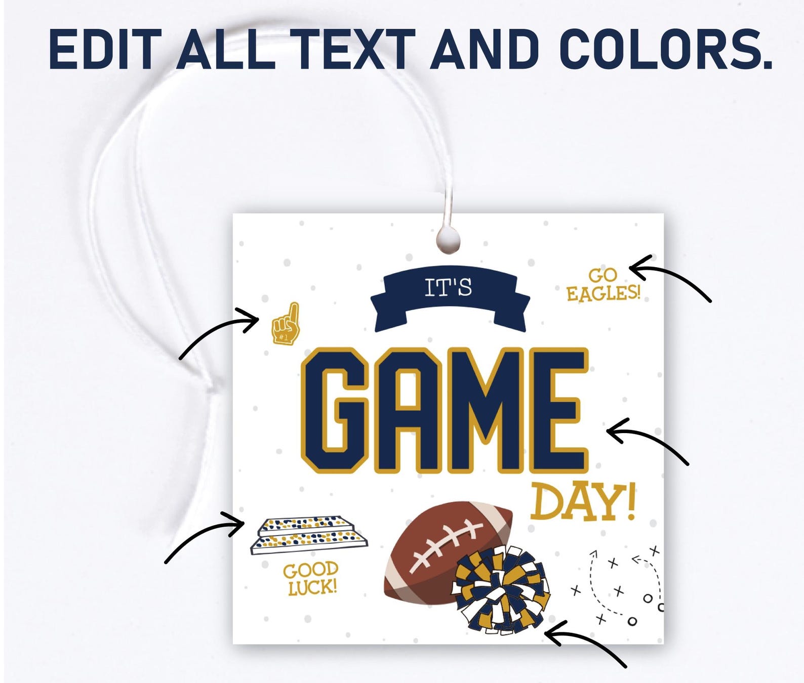 Football Game Day Treat Tags: Team Colors, Editable (digital Download ...