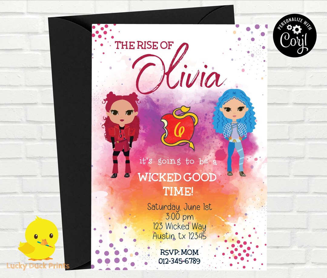 Descendants Rise of Red Invitation, Descendants Birthday, Descendants ...