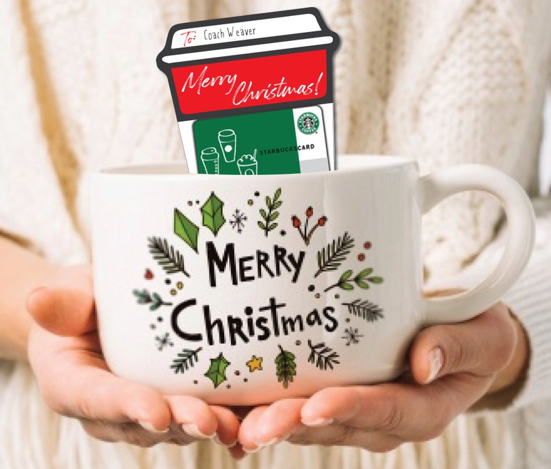 Printable Merry Christmas Coffee Cup Gift Tags Teacher - Etsy