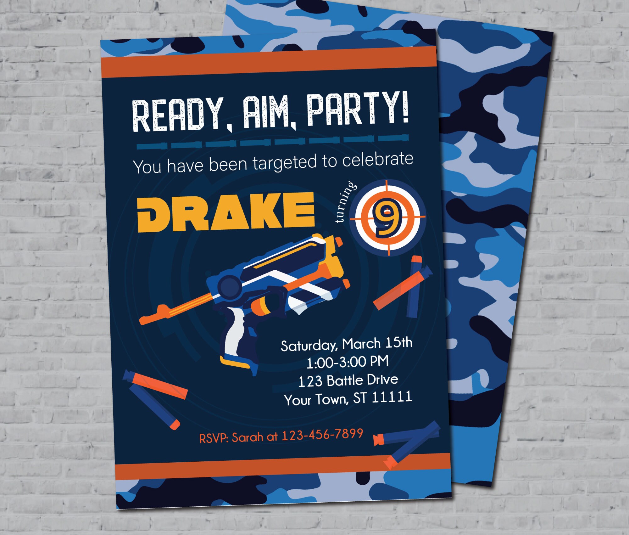 Nerf Birthday Invitation Nerf Invitation Dart Birthday - Etsy