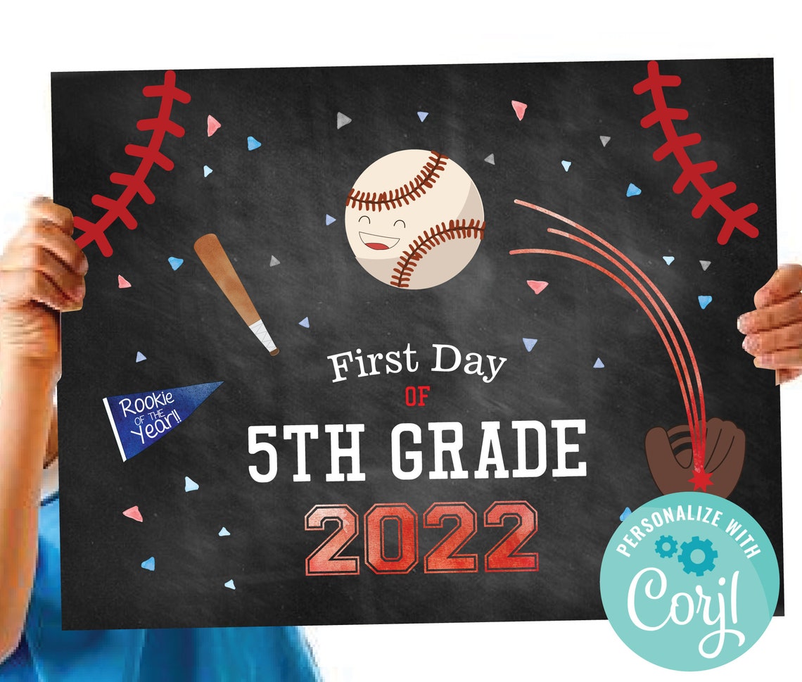 Baseball FIRST DAY OF School Sign 1st Grade Sign 2022 Sports - Etsy
