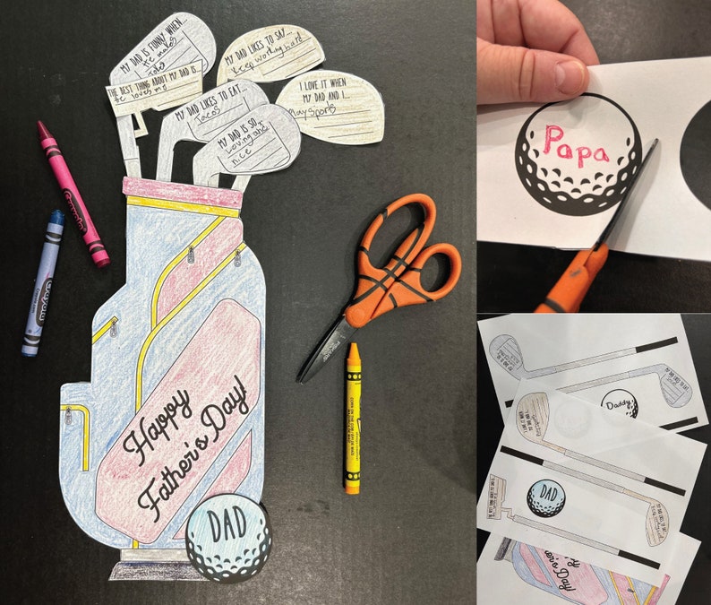Father's Day Golf Bag Card: Printable Coloring Craft (digital Download ...