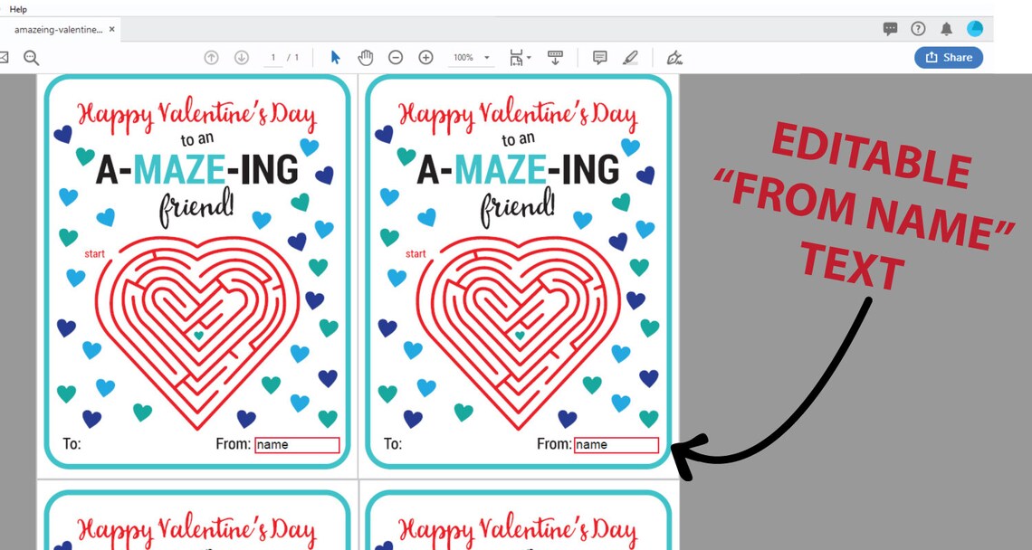PRINTABLE Valentines for Kids Maze Valentines Boy | Etsy