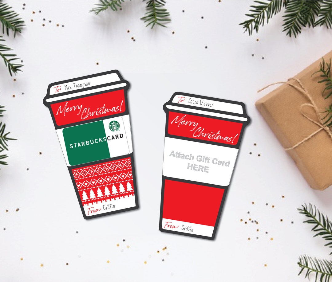 Printable Merry Christmas Coffee Cup Gift Tags Teacher Appreciation ...