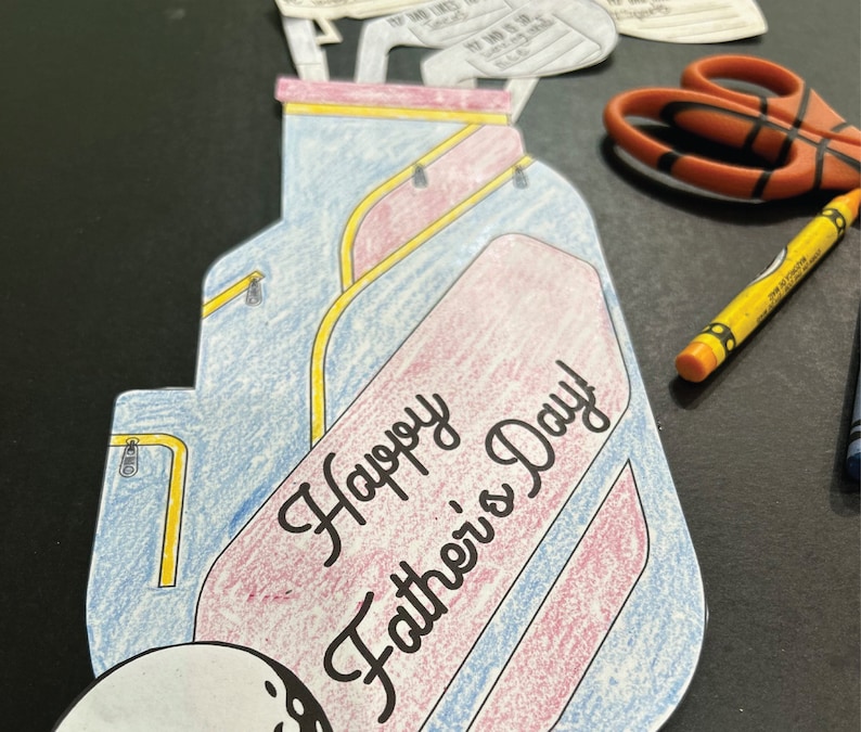 Father's Day Golf Bag Card: Printable Coloring Craft (digital Download ...