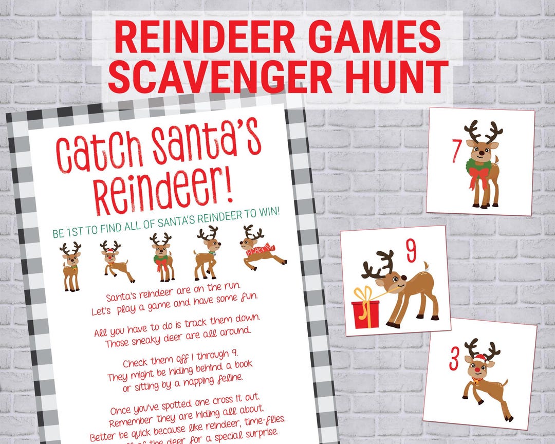 Christmas Scavenger Hunt, Santa's Reindeer Treasure Hunt, Christmas ...