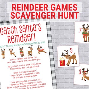 Christmas Scavenger Hunt, Santa's Reindeer Treasure Hunt, Christmas ...