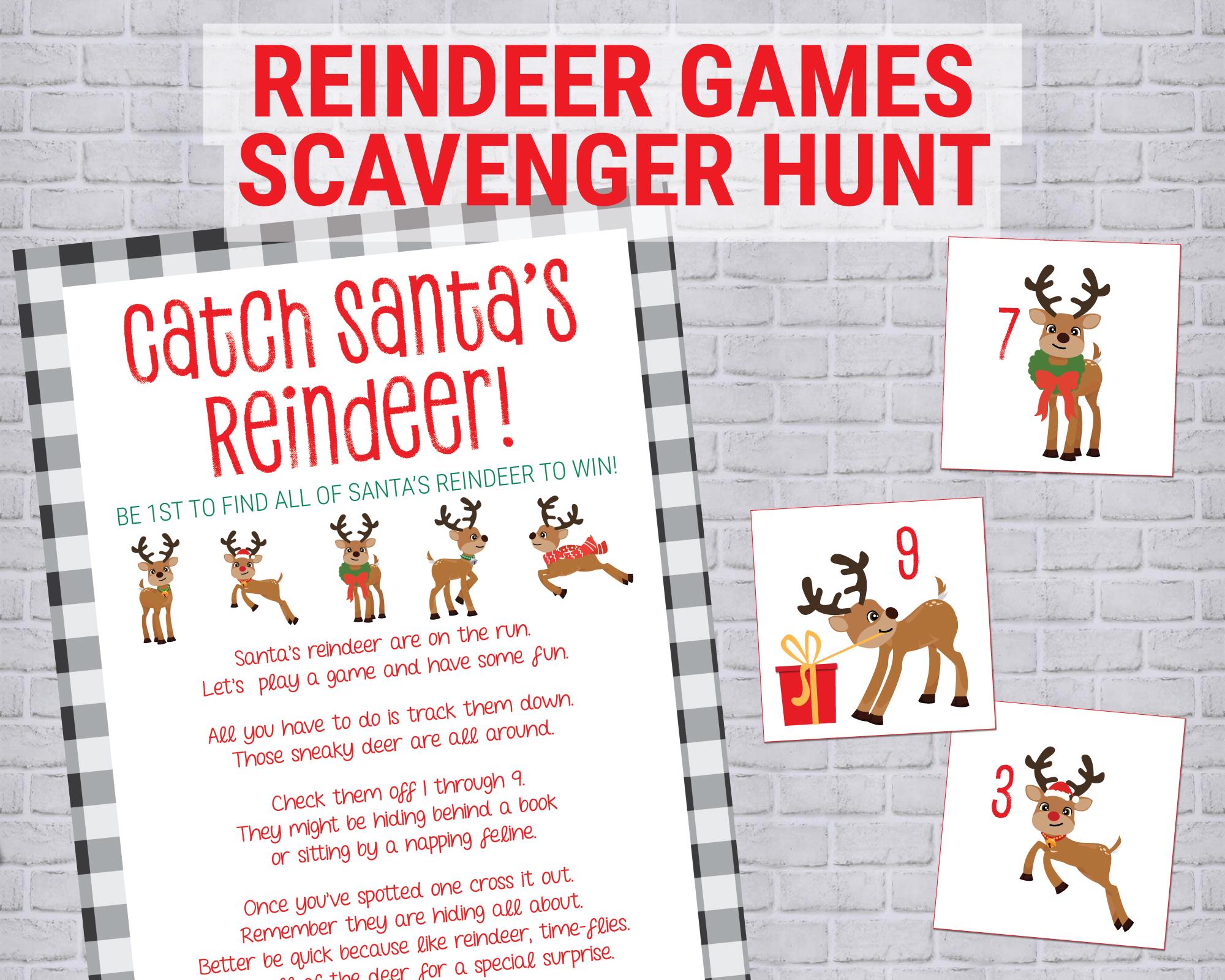 Christmas Scavenger Hunt, Santa's Reindeer Treasure Hunt, Christmas ...