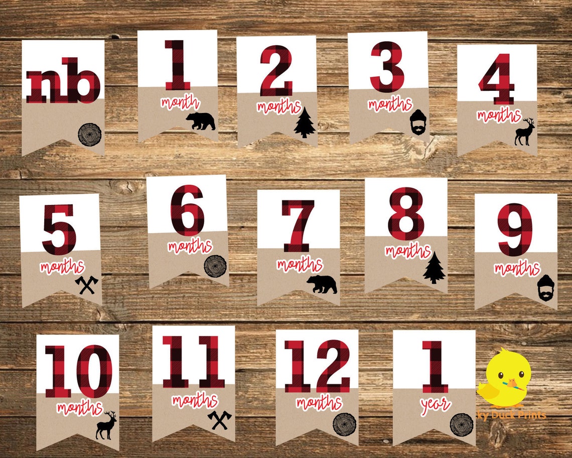 Lumberjack Monthly Banner 1 12 Month Lumberjack First - Etsy