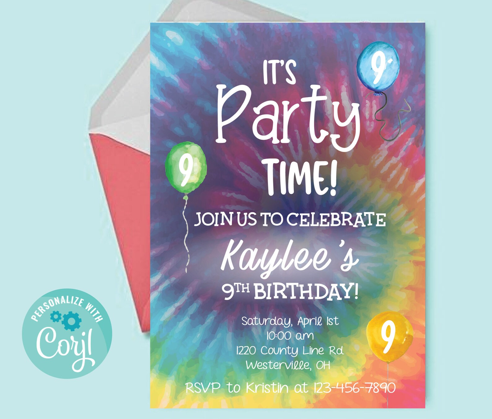 Tie Dye Birthday Invitation Rainbow Tie Dye Birthday - Etsy