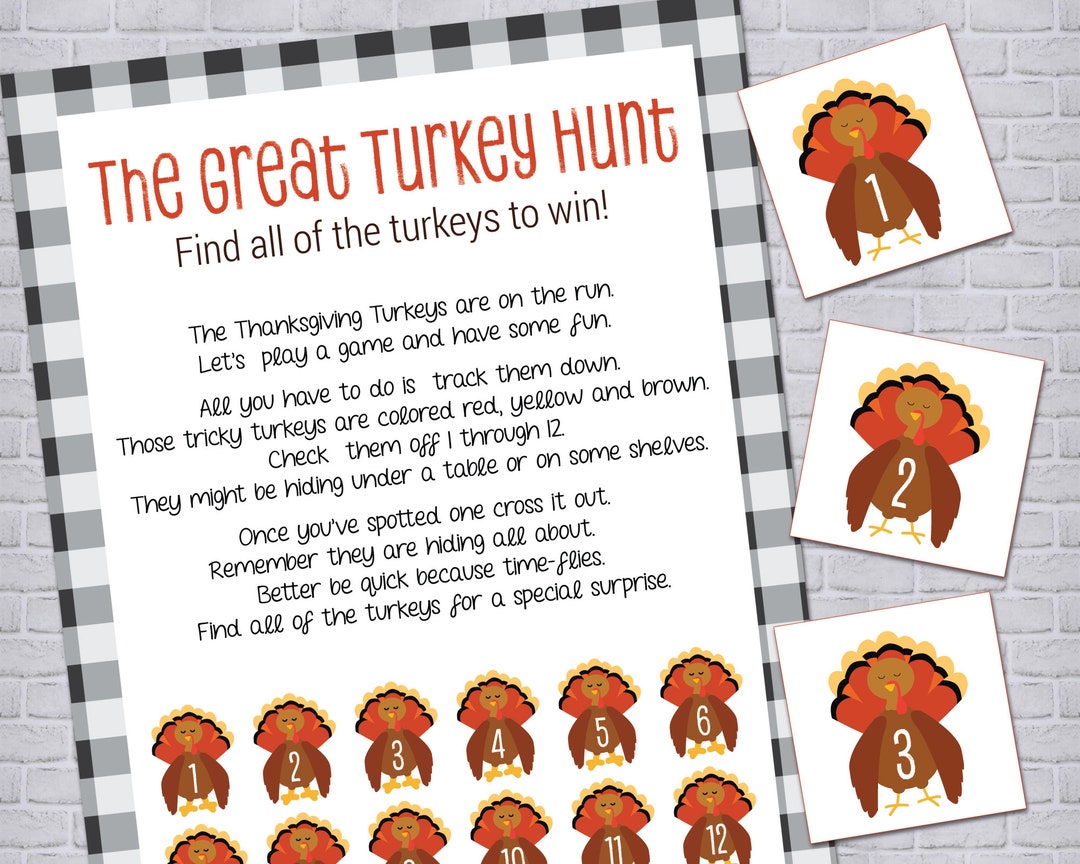 Thanksgiving Turkey Scavenger Hunt Game: Printable Treasure Hunt ...