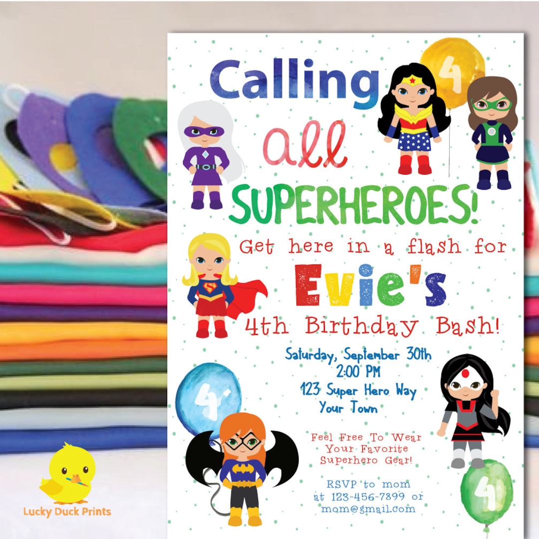 Superhero Invitation | Super Hero Birthday Party Invitation | Superhero ...