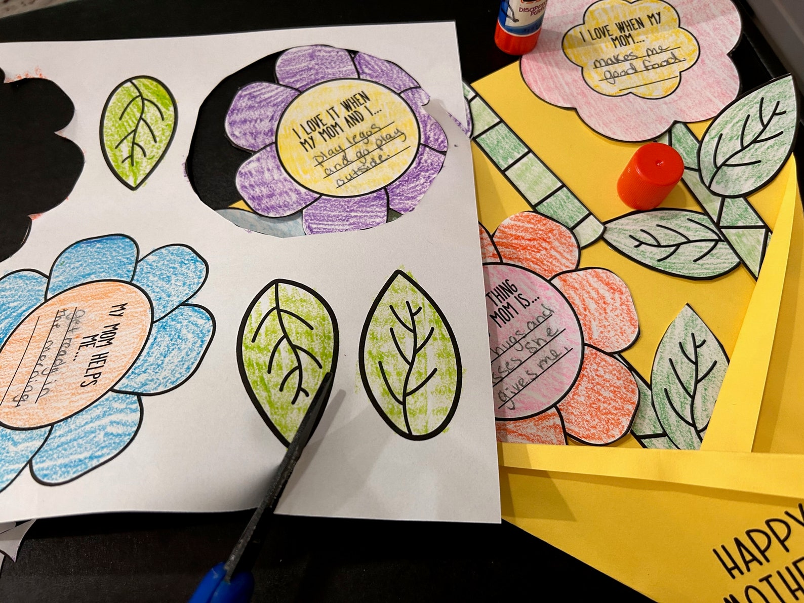 MOTHER'S DAY Flower Craft for Kids Printable Coloring Flower Card for ...