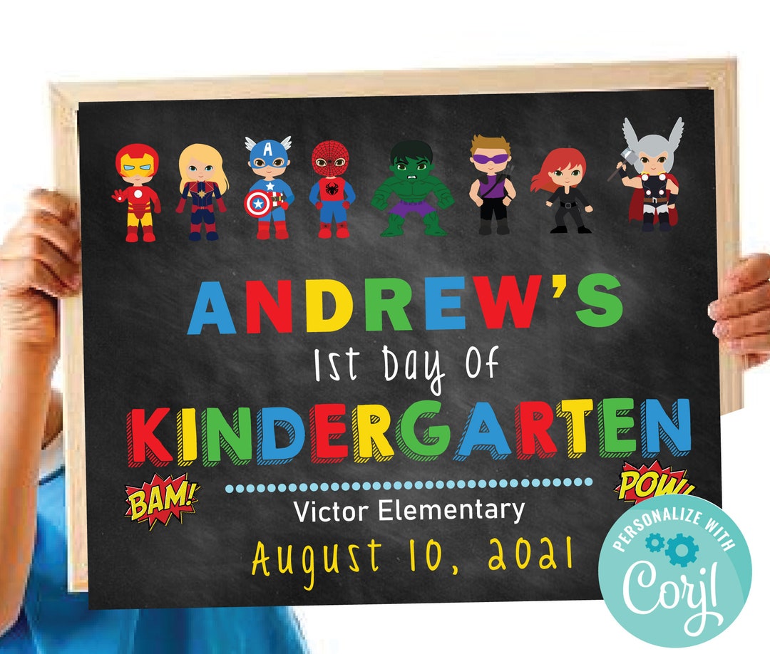 Superhero FIRST DAY of School Sign, Pre-kindergarten Sign, 2021 ...
