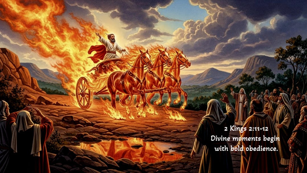 Elijah's Flaming Chariot Ascension. Bible Scripture. HD Digital ...