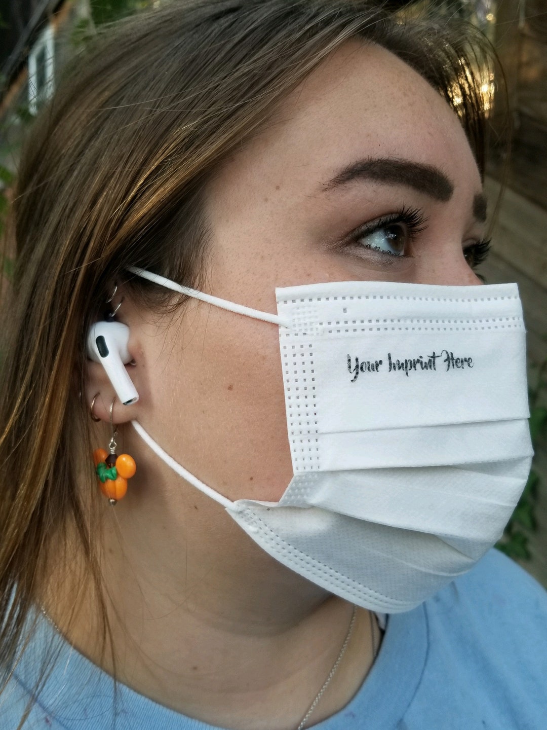 Personalized Disposable 3 Ply Face Mask W/nose Clip & Ear Loops, Min 5 ...