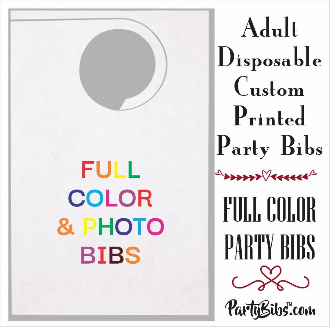 Full Color Custom Printed Party Bibs Adult Disposable Great for ...