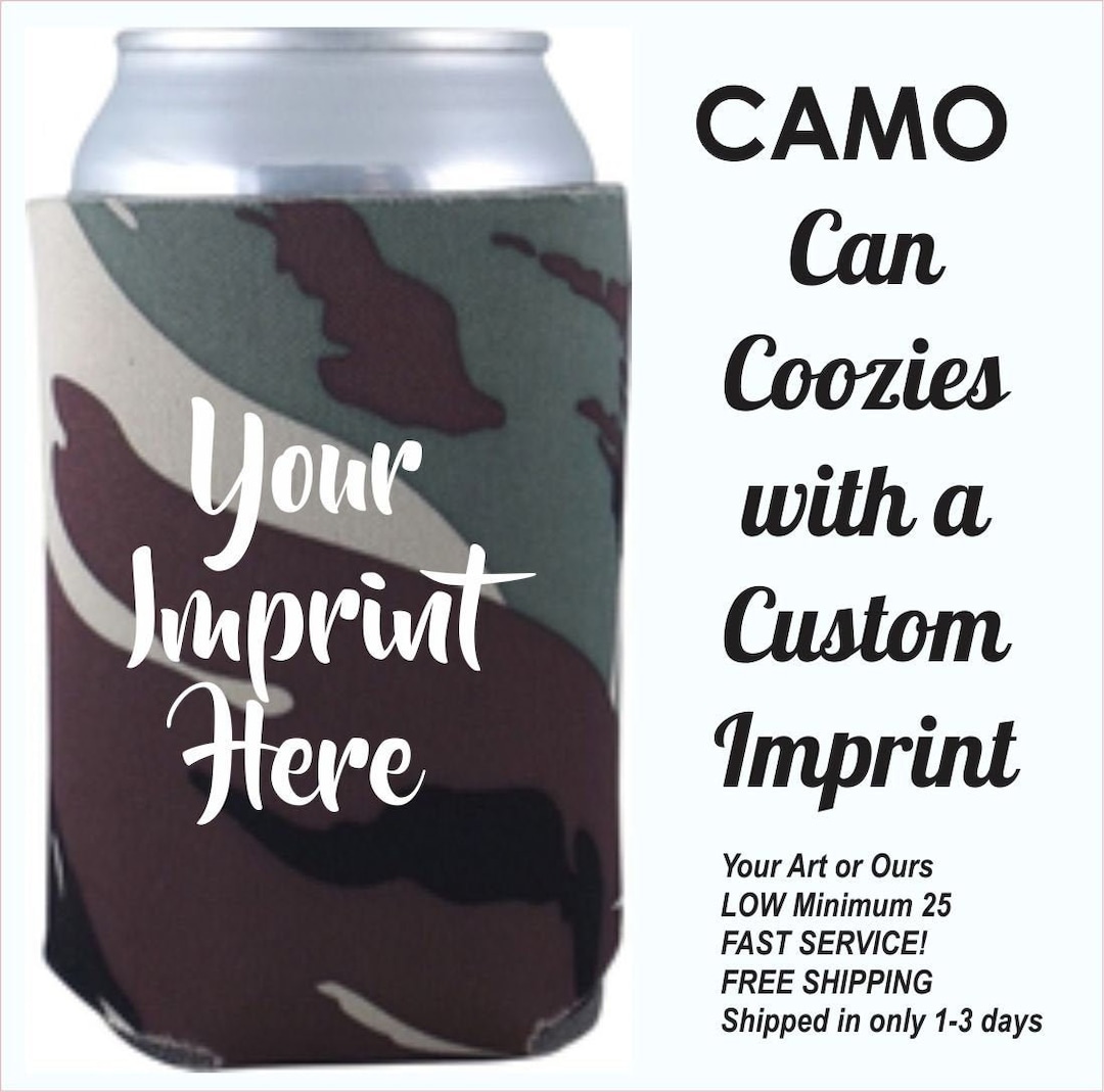 Camo Can Koozies, Insulated Beverage Holders W/one Color Imprint, Foam ...
