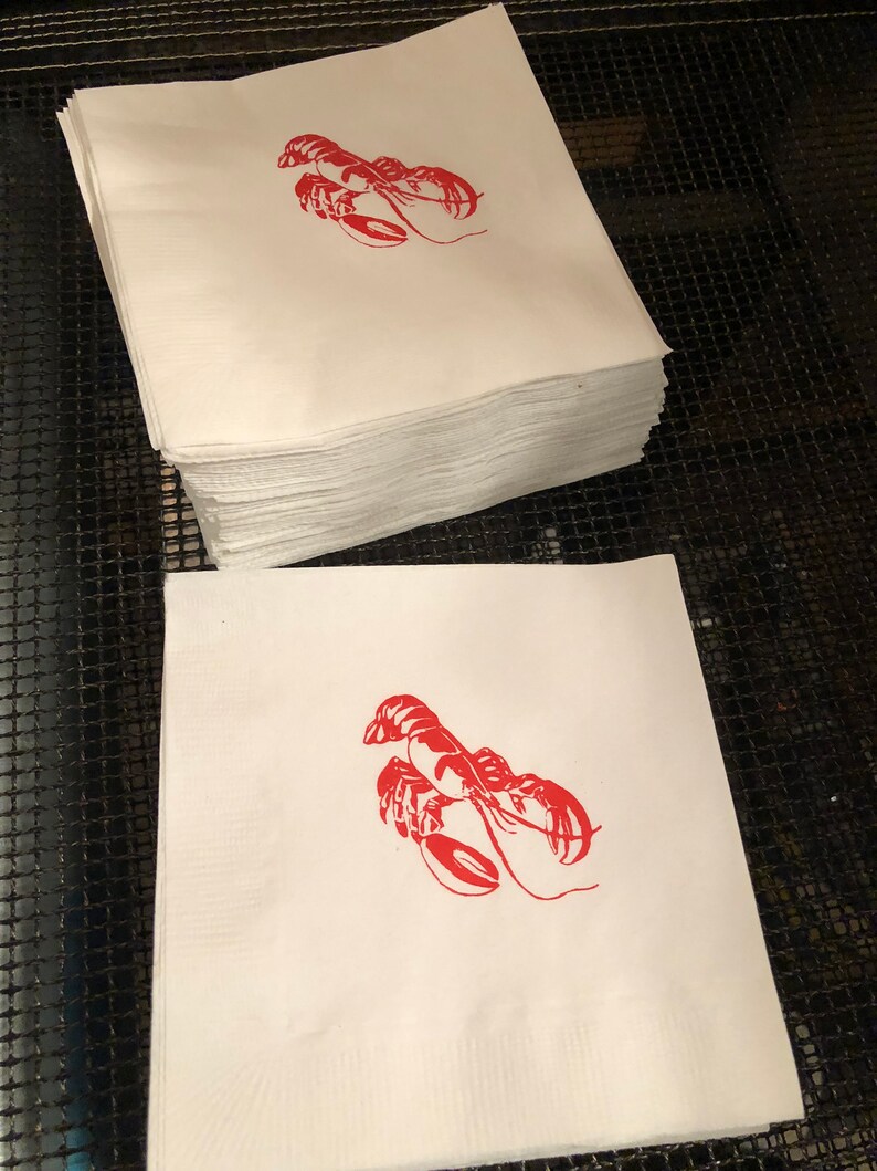Lobster/crawfish Napkins, Pack of 25, Beverage Cocktail Size, White W ...