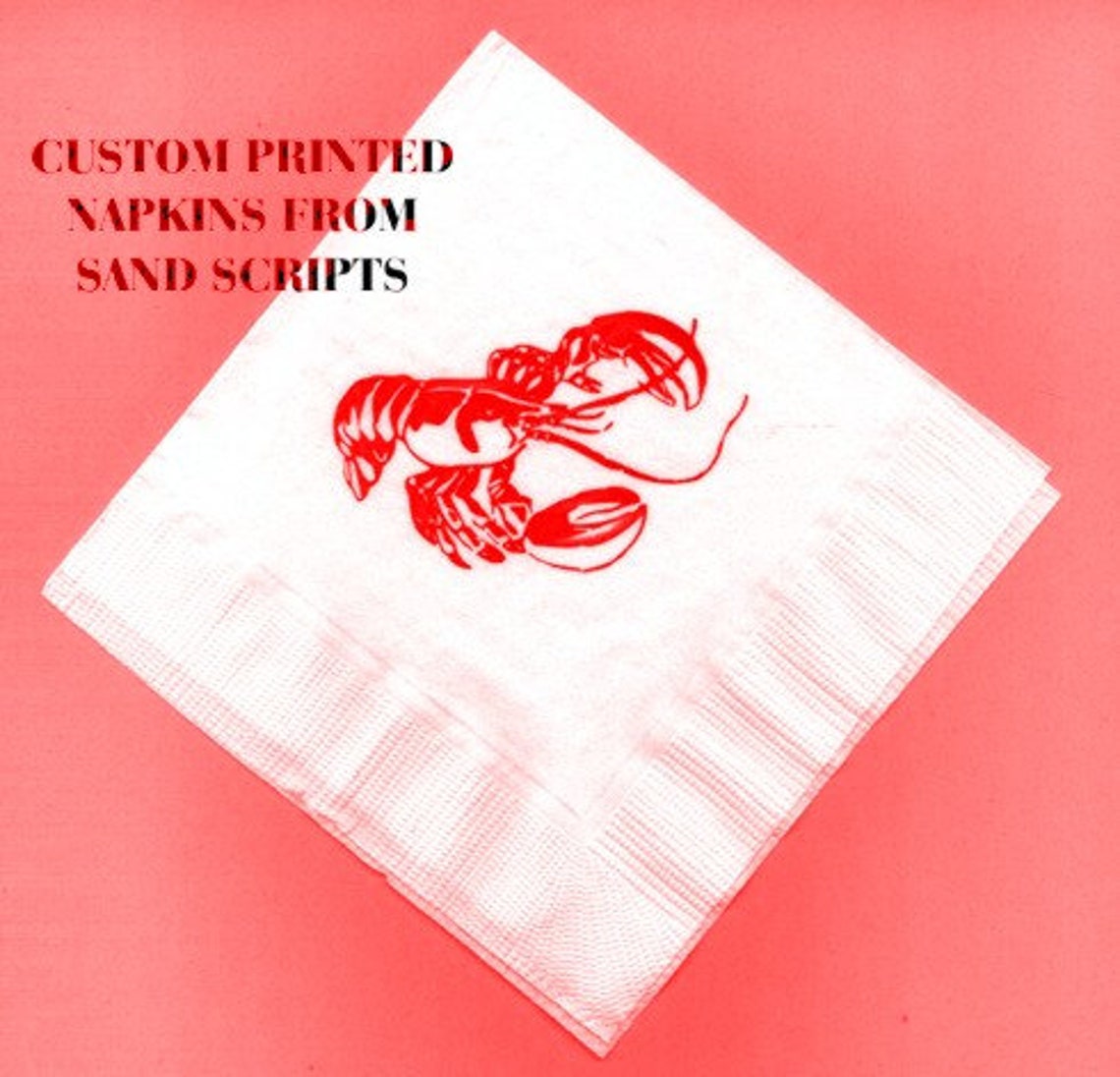 Lobster/crawfish Napkins, Pack of 25, Beverage Cocktail Size, White W ...