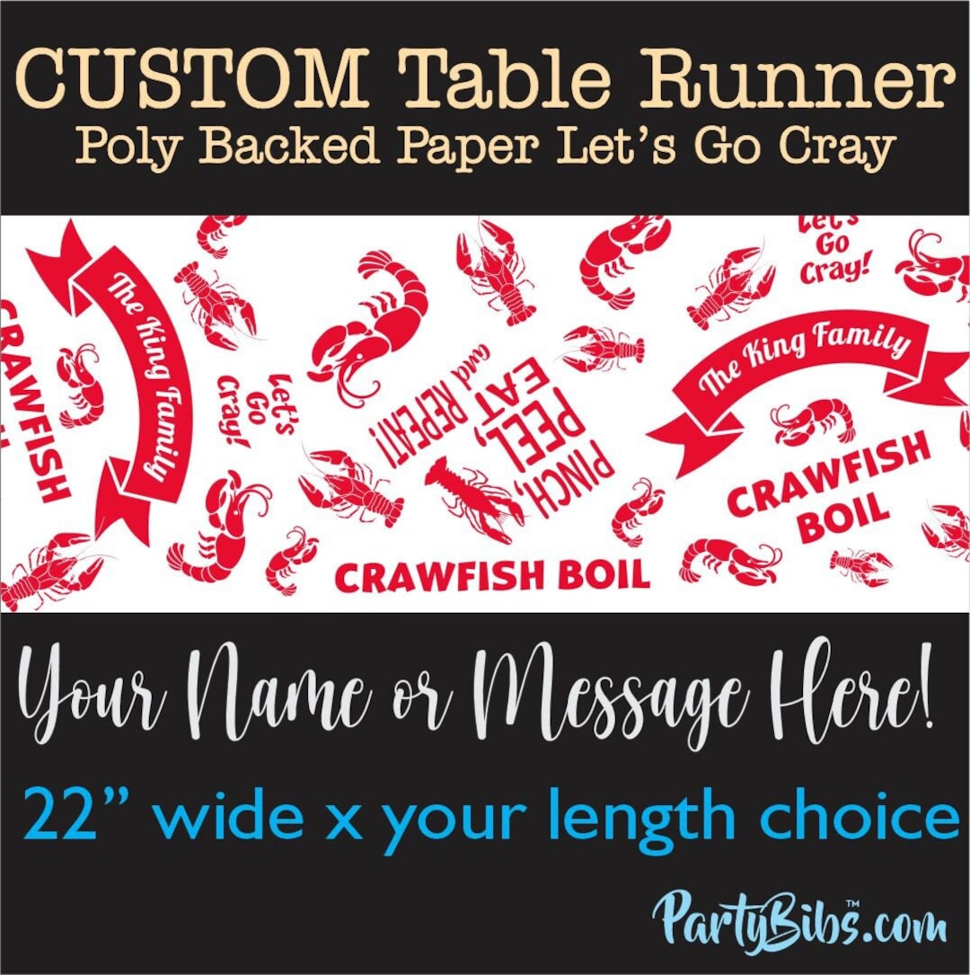 CUSTOM Crawfish Boil Party Table Runner-your Name or Message Printed ...