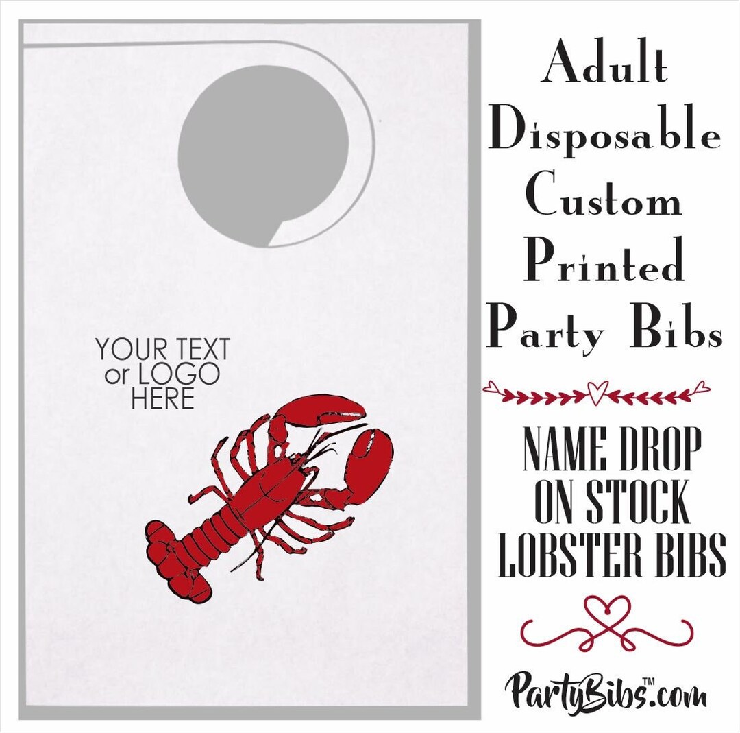 Name/logo Drop on Lobster Party Bibs-adult Disposable Bibs for Dinners ...