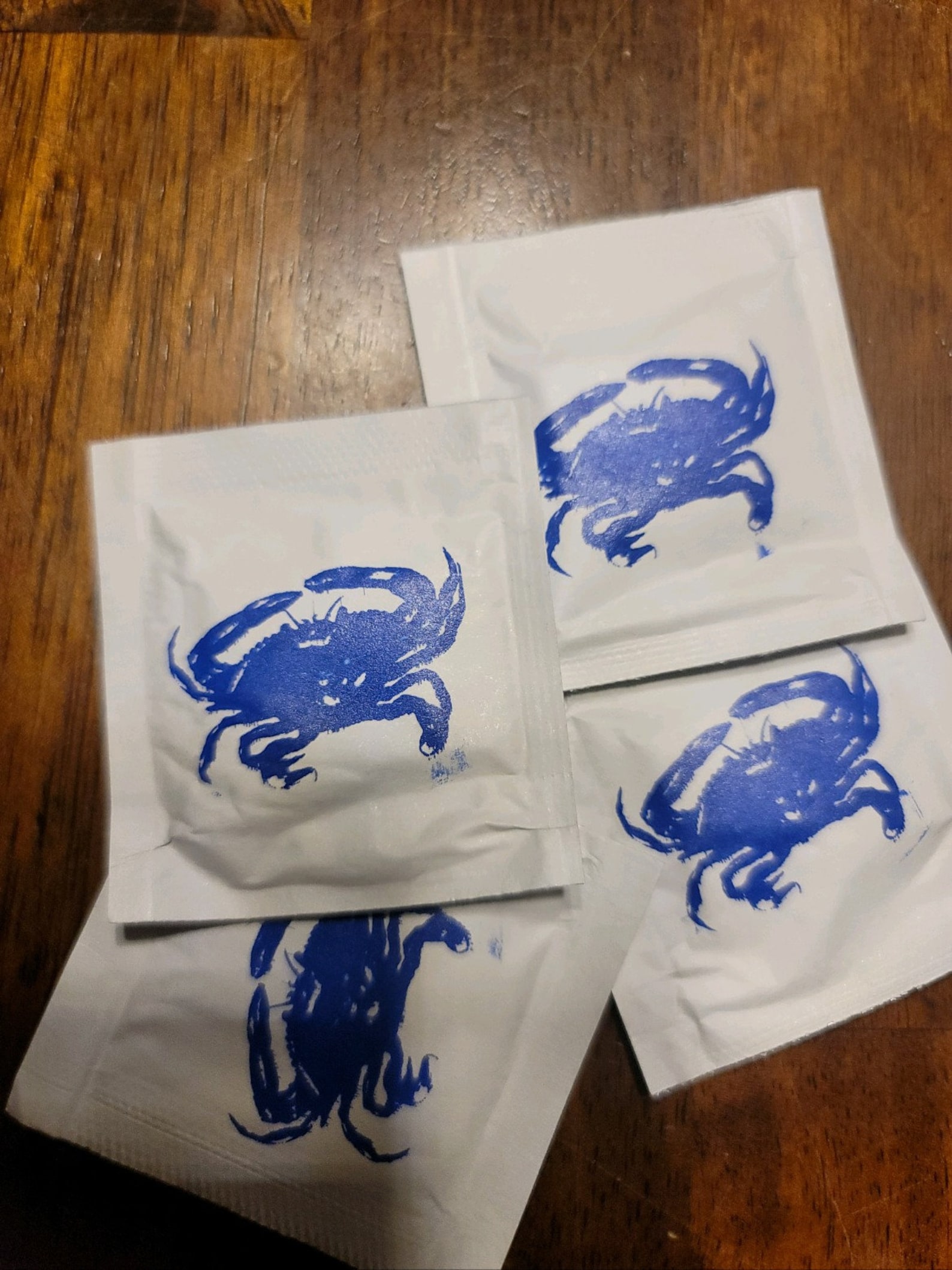 Crab Wet Wipes, Stock Design Crab is Printed Onto One Side of a Moist ...