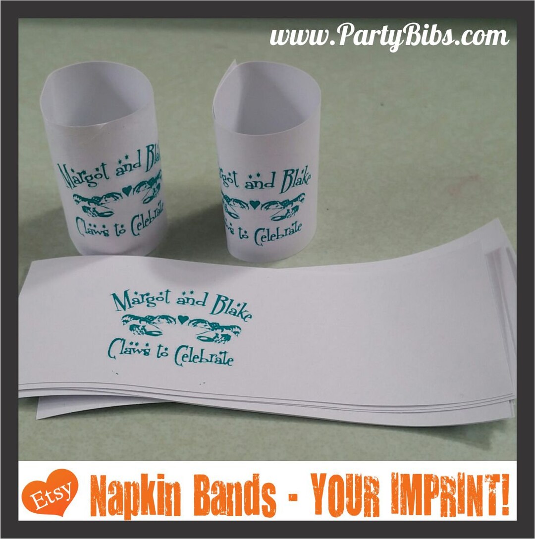 Custom Printed Napkin Bands, Minimum 50 Bands-wrap Your Party Utensils ...
