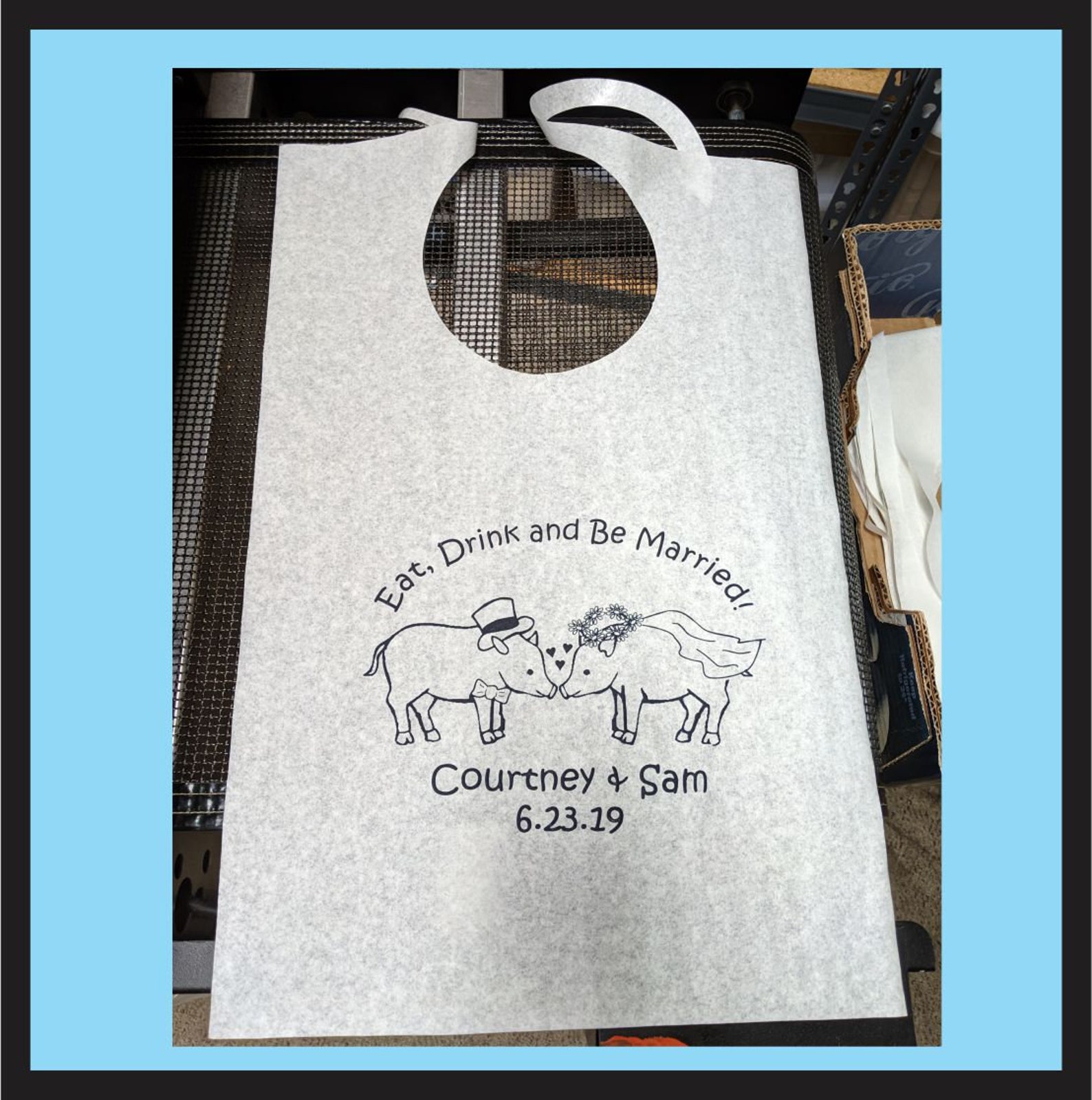 Bride and Groom Animals Custom Printed Adult Party Bibs for Your Boils ...