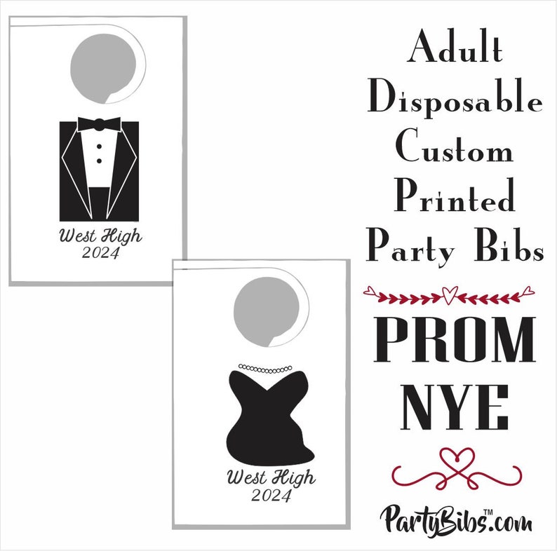Prom/new Years Eve Formal Bibs Adult Disposable Party Bibs Customized ...