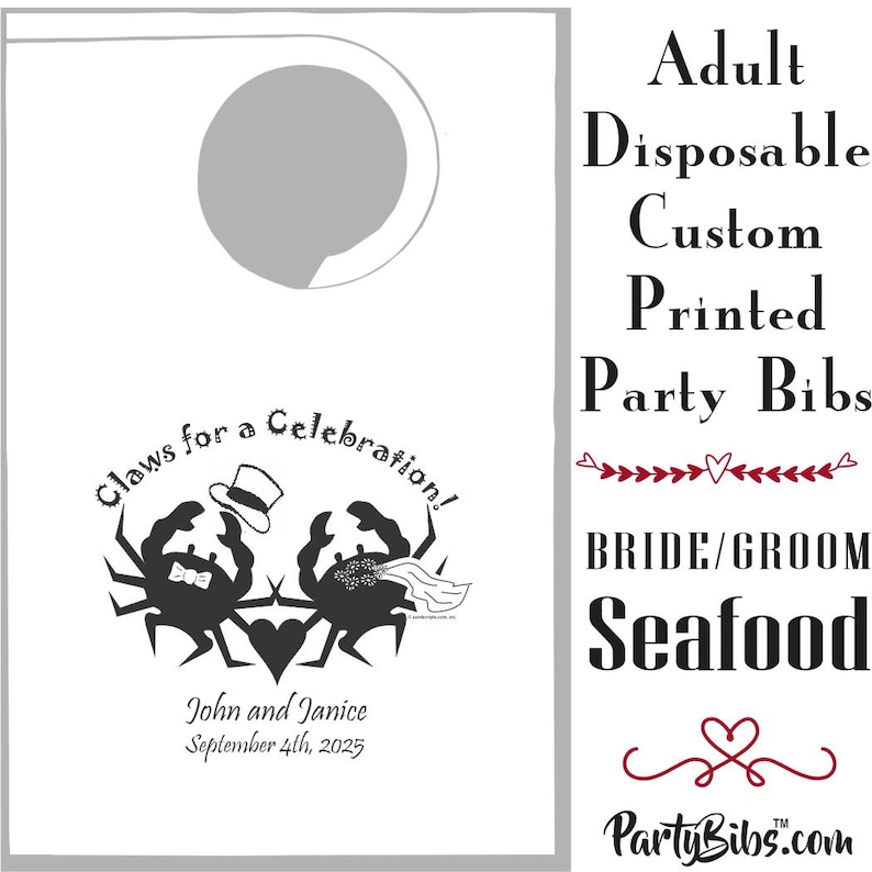 Bride and Groom Animals Custom Printed Adult Party Bibs for Your Boils ...
