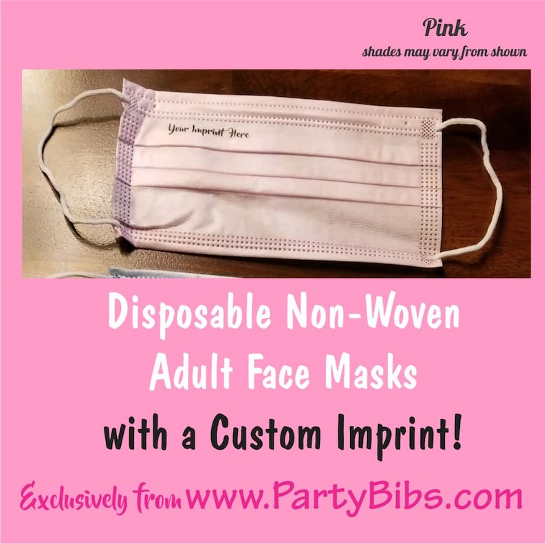 Personalized Disposable 3 Ply Face Mask W/nose Clip & Ear Loops, Min 5 ...
