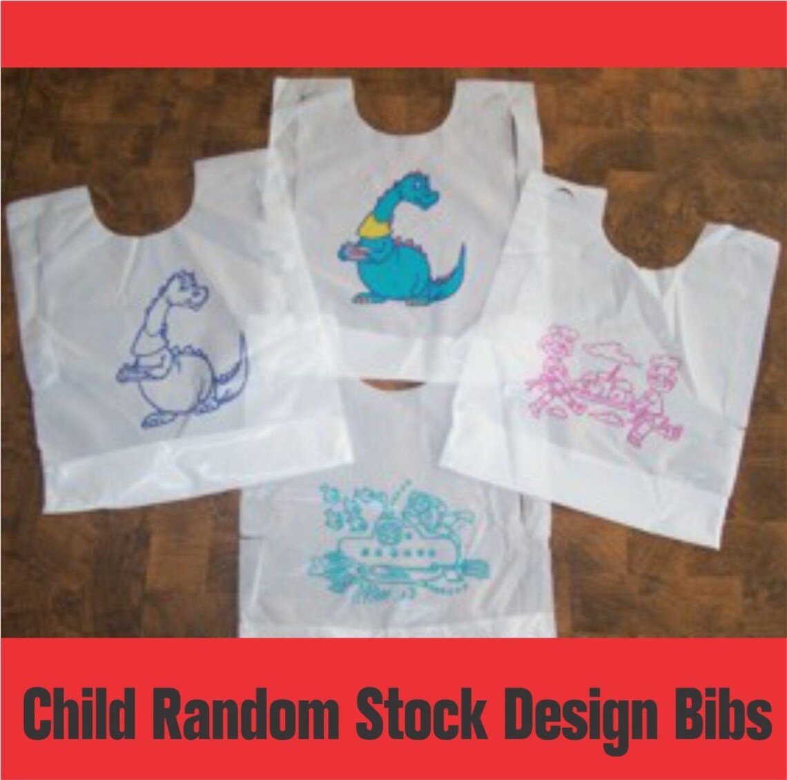 PLASTIC Bibs, Child Design Poly Party Bibs, Great to Keep at the Ready ...