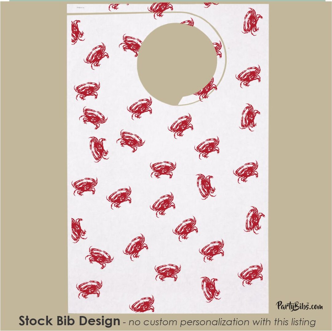 STOCK Party Bibs-all Over Print Crab Bib, Protect Your Crab Feed Eating ...