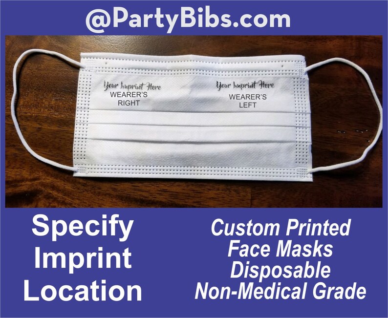 Personalized Disposable 3 Ply Face Mask W/nose Clip & Ear Loops, Min 5 ...