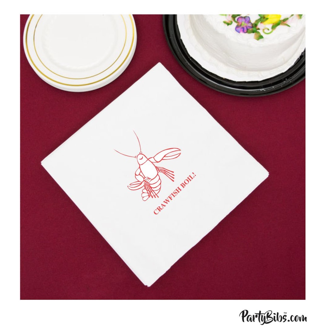 Crawfish Boil Napkins, Pack of 25, Beverage Cocktail Size, White W/one ...