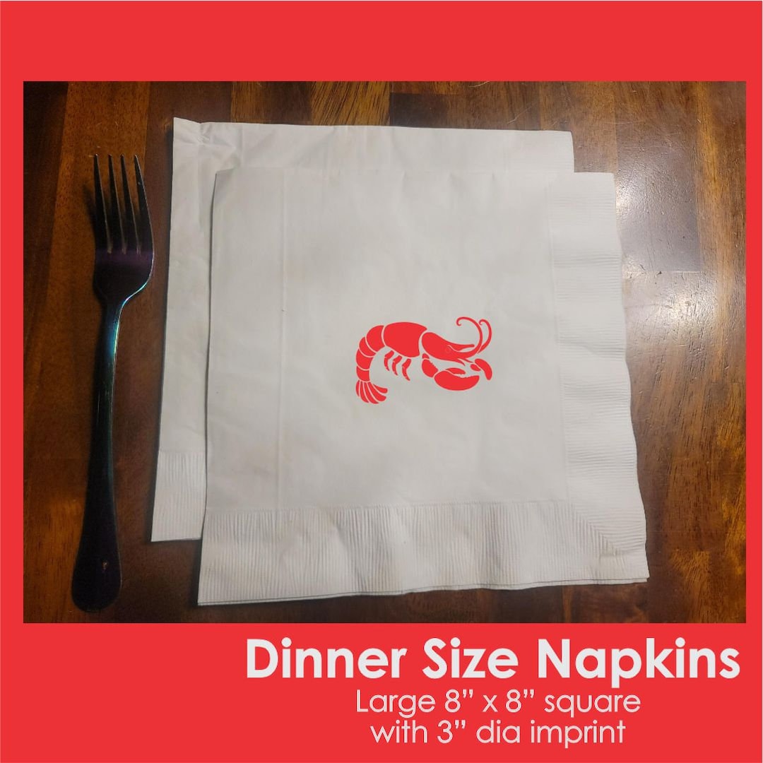 Single Crawfish Napkins, Pack of 25, Dinner Size Napkins, White With a ...